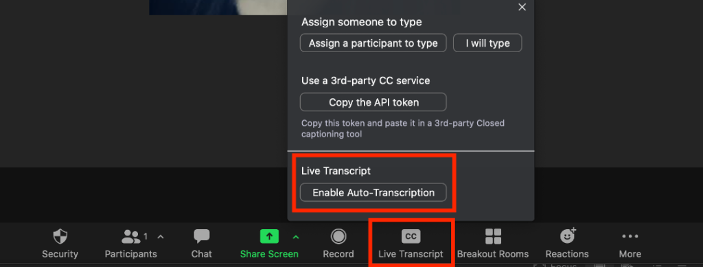 Enabling Live Transcription in Zoom | UCF