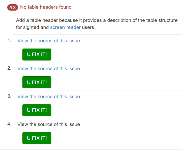 Make Tables Accessible with Header Columns and Rows